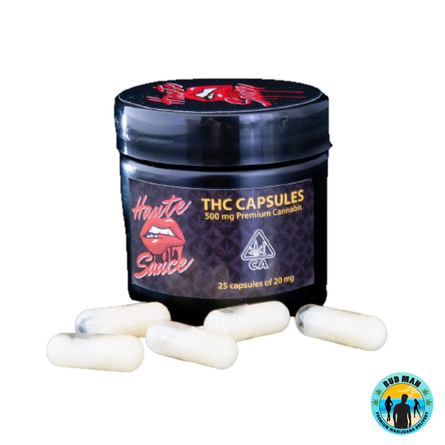 Haute Sauce THC Capsules (25ct – 500mg THC): Bud Man Orange County ...