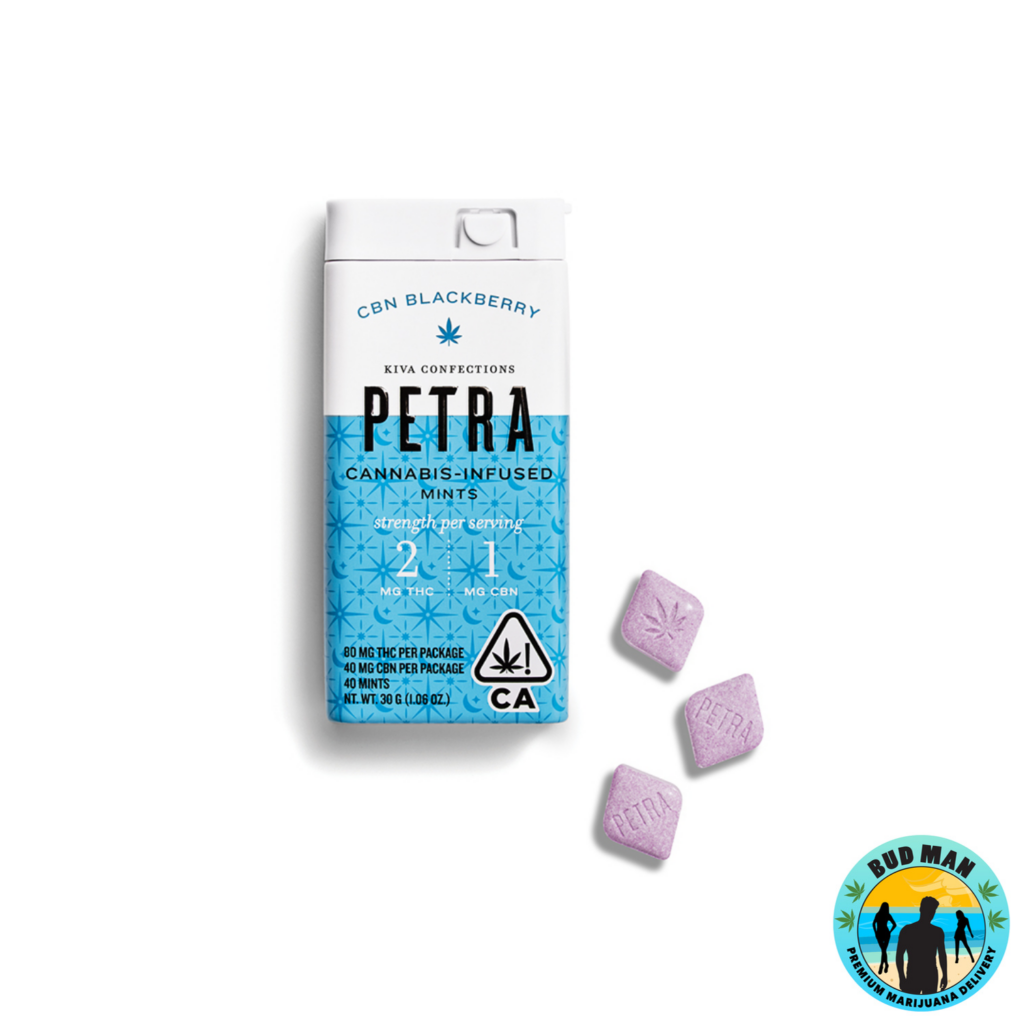 Kiva Petra THC/CBN Mints – Blackberry (80mg THC – 40mg CBN): Bud Man ...